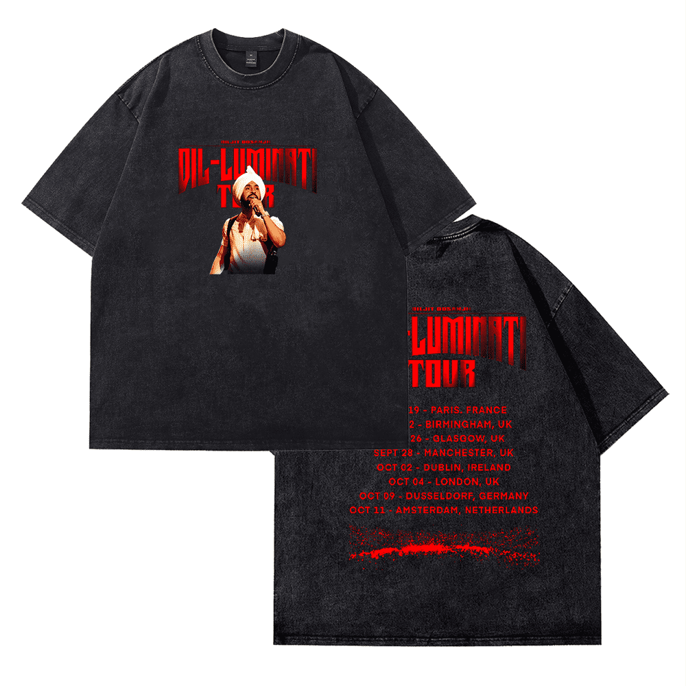 Diljit Dosanjh Dil Luminati Tour 2024 Cotton Vintage Wash Tee Shirt