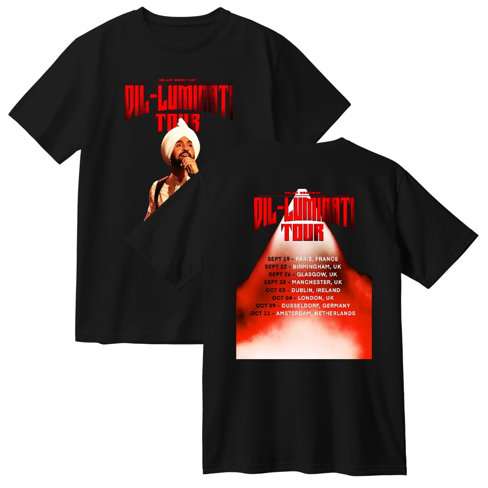 Diljit Dosanjh Dil-Luminati Tour Cotton T-shirt Unisex Short Sleeve ...