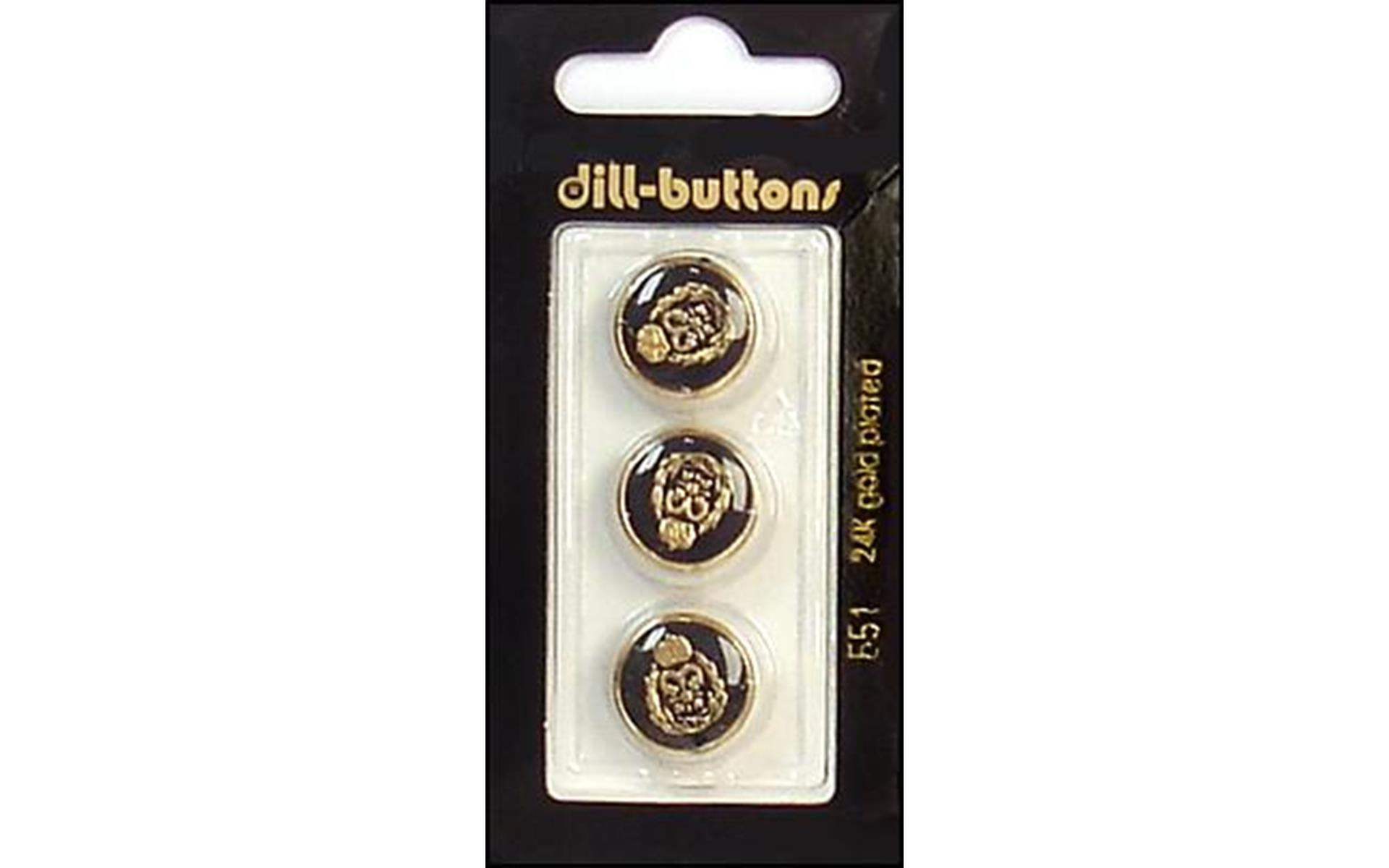 Dill Buttons 15mm 3pc Shank Enamel Black/Gold - Walmart.com