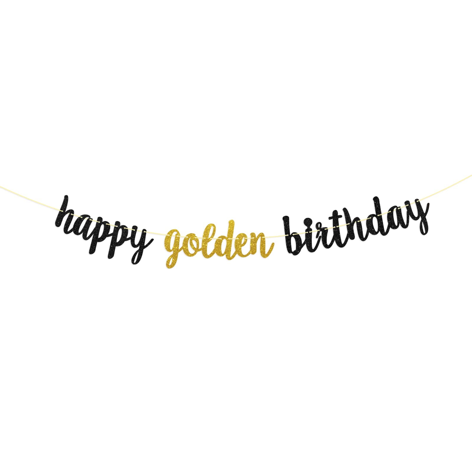 Dill-Dall Happy Golden Birthday Banner, Golden Birthday Party Decor ...