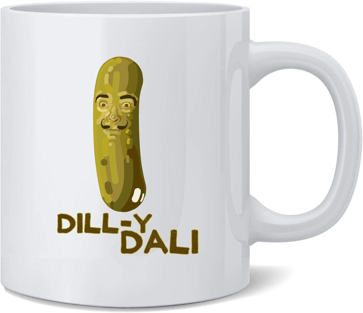 Dill y Dali Pickle Salvador Funny Artist Graphic Ceramic Coffee Mug Tea ...