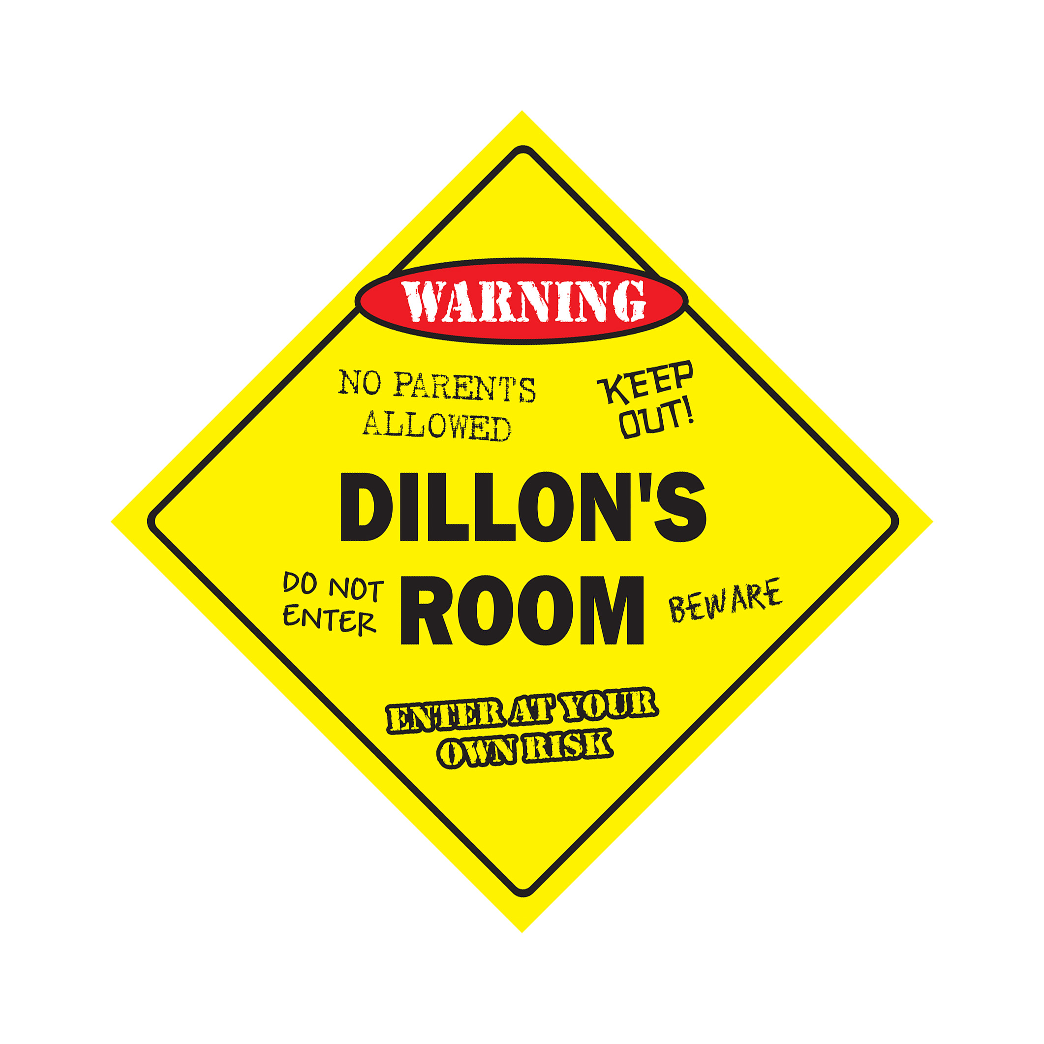 Dillon's Room Sign Crossing Zone Xing | Indoor/Outdoor | 12" Tall kids ...