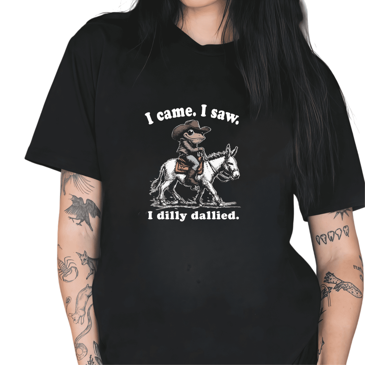 Dilly Dally Cowboy Frog White S-5XL Cotton Retro Meme Graphic Tees ...