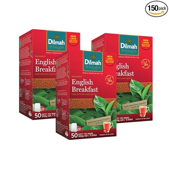Dilmah English Breakfast - 150 tea bags - Robust Single Origin Ceylon Black Tea with color ...