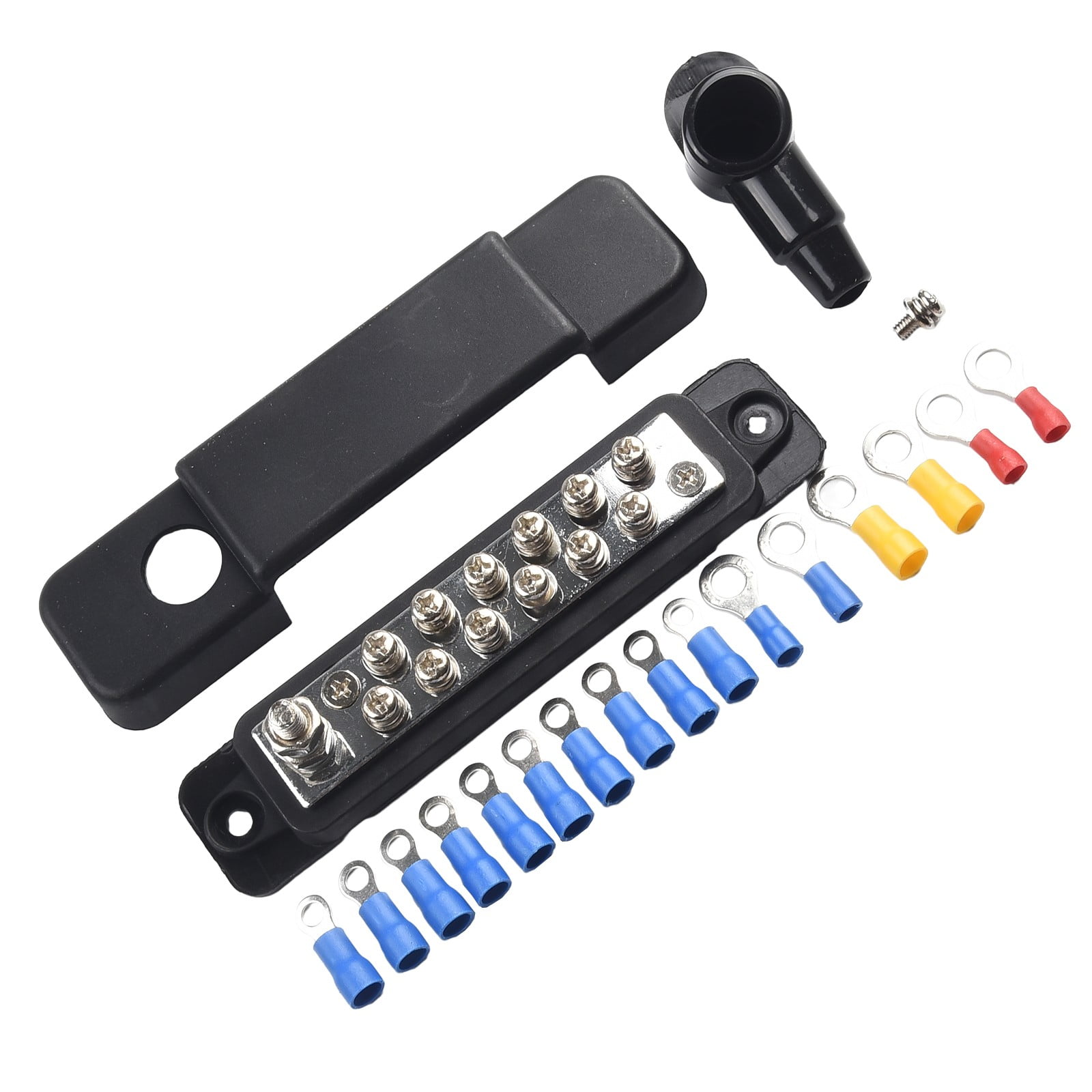 Diluopei 12 Point Busbar Bus Bar Power Distribution Block 180A 12V Dc Black / Red-Black ...