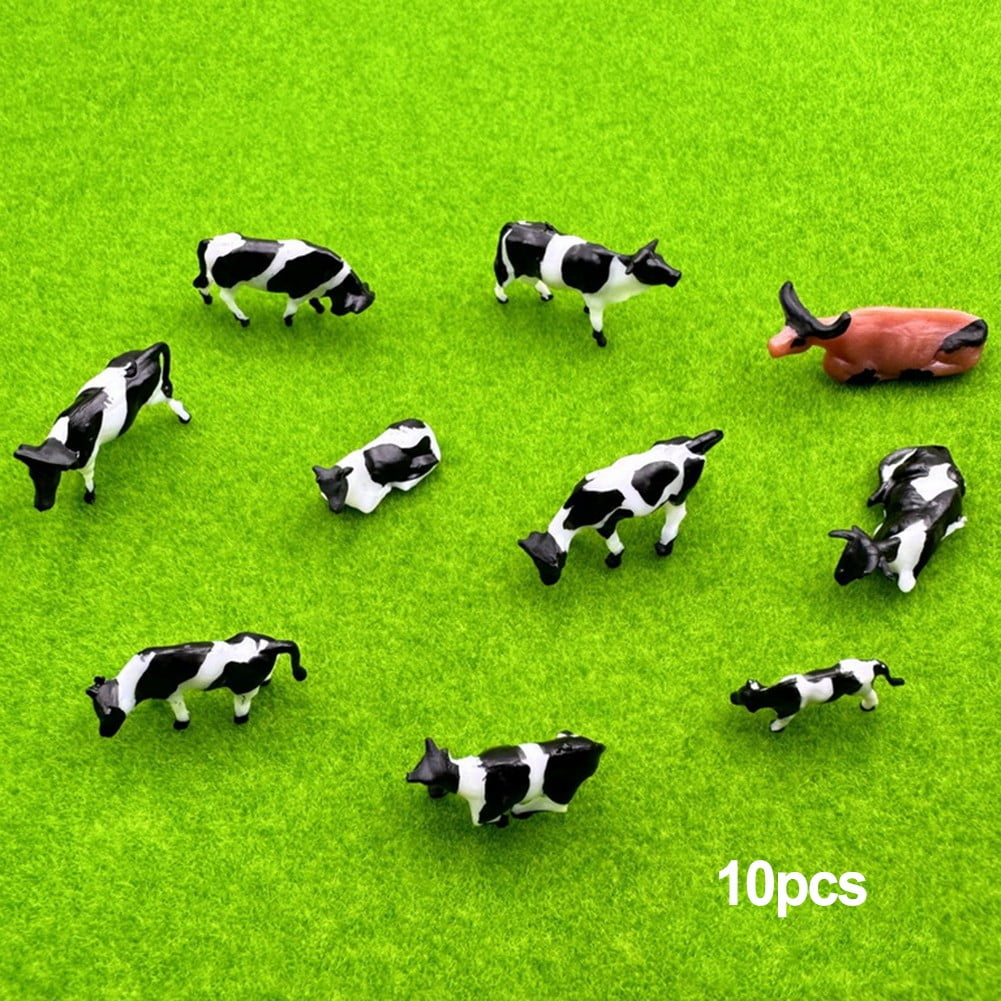 Diluopel 10 Pcs 1:75 Scale Diorama Model Cows Horse Animal Toy Set For ...