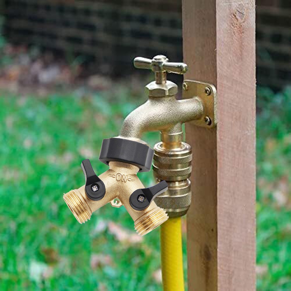 Diluopel 1Pc Garden Hose Splitter 2 Way Heavy Duty Brass Water Hose ...