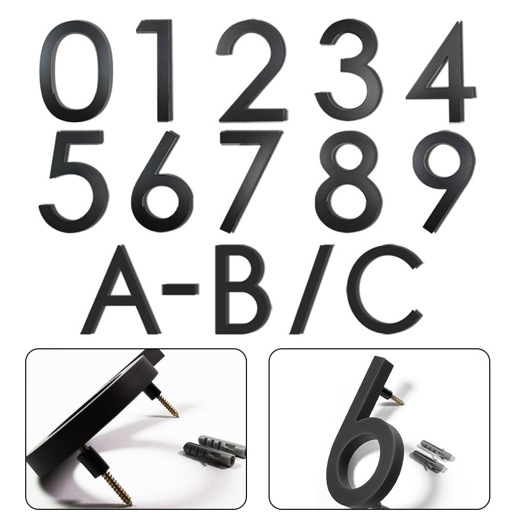 Diluopel 6 Inch Modern Floating House Numbers Door Black Shadow Home ...