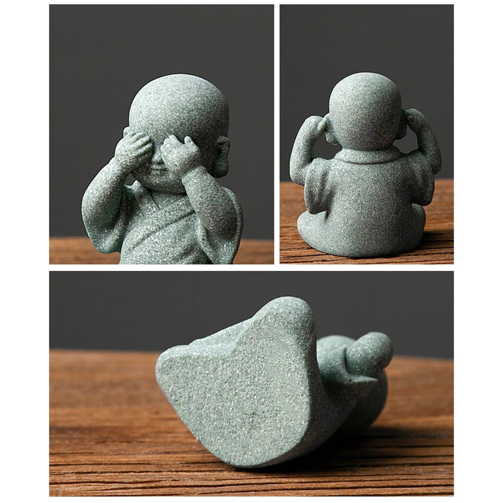 Diluopel Small Wise Buddha Monk Figurines Ornaments Statues See Speak ...