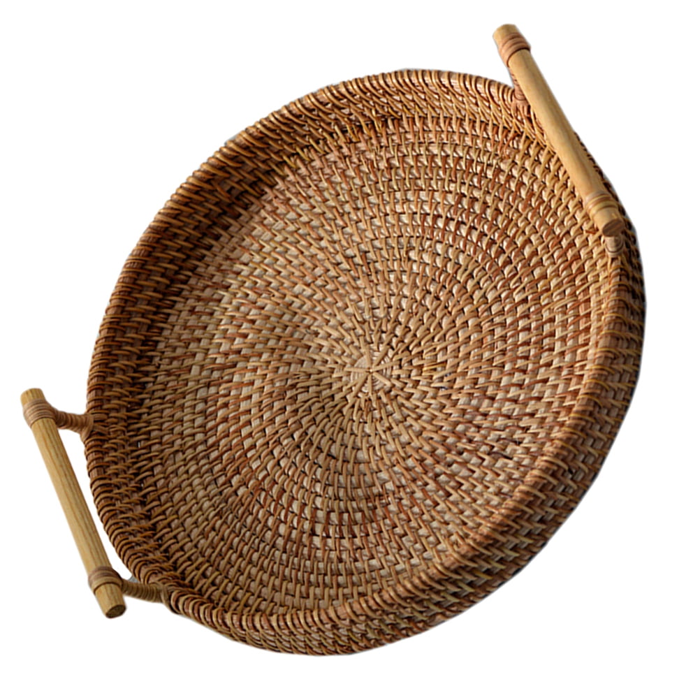 Dim Sum Fruit Plate Produce Large Round Rattan Basket Storage ...