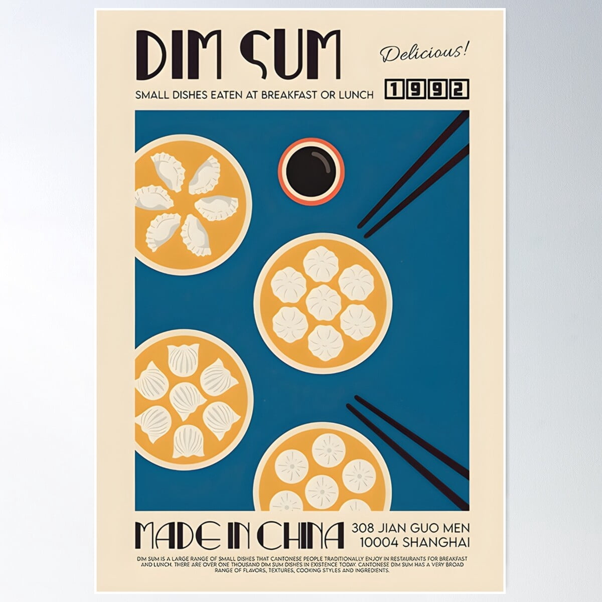 Dim Sum Made In China Poster Wall Art, Modern Wall Decor For Living ...