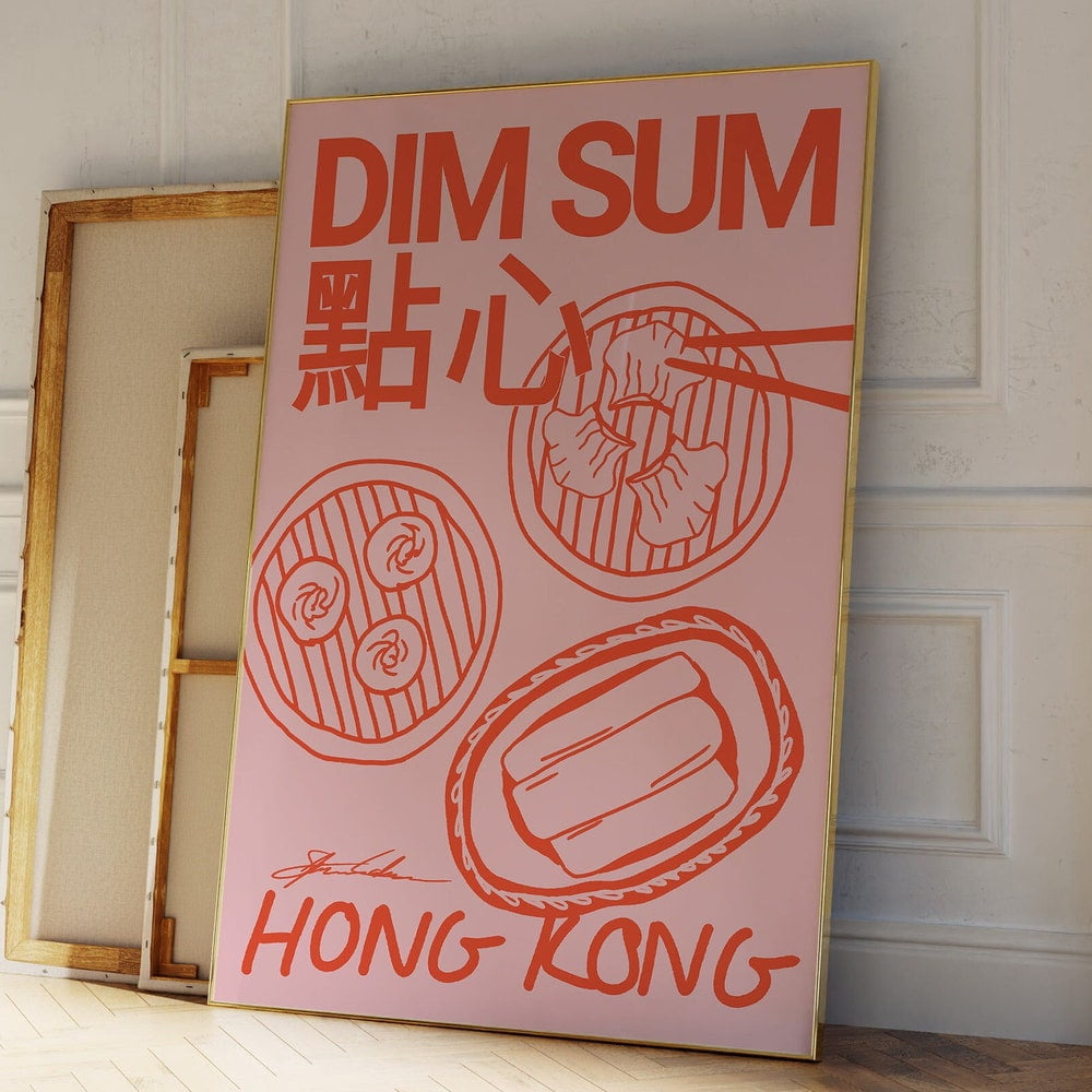 Dim Sum Poster, Retro Asian Food Poster, Dumplings, Bar Cart Decor ...