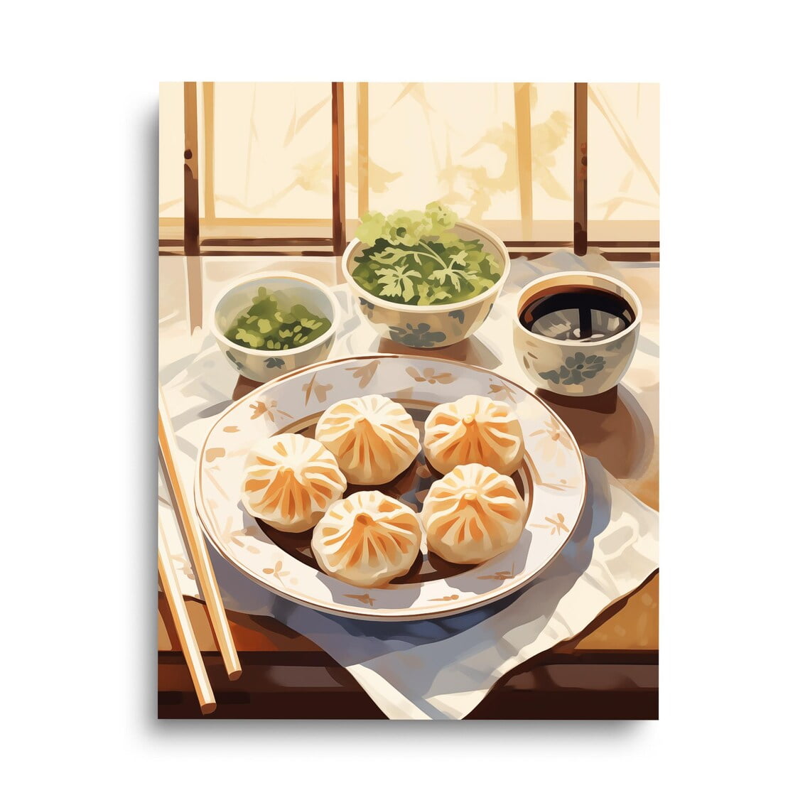 Dim Sum Print, Chinese Dumpling Kitchen Art, Asian Food Wall Decor ...