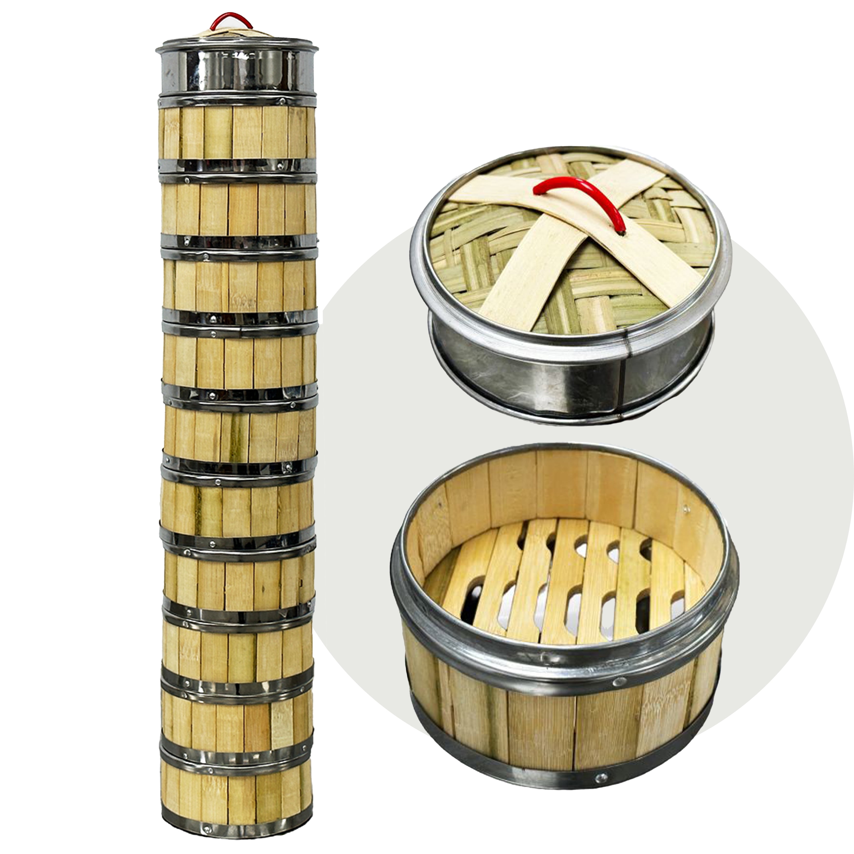 Dim Sum Steamer Basket, Chinese Steamer with Bamboo Lid, Set of 10 psc ...