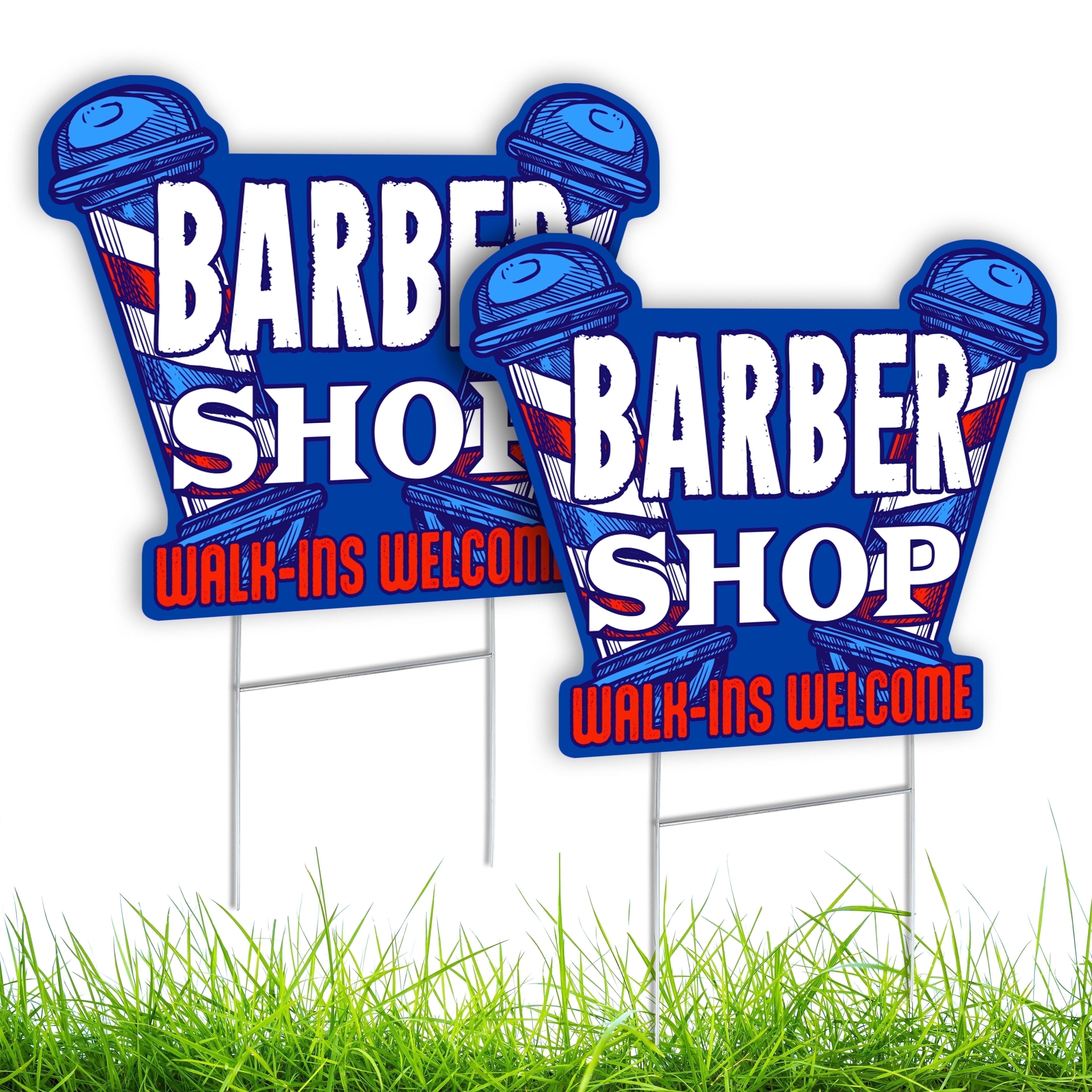Dimarongton Barber Shop Sign with Stake, 15 x 12 DS Coroplast, Blue ...