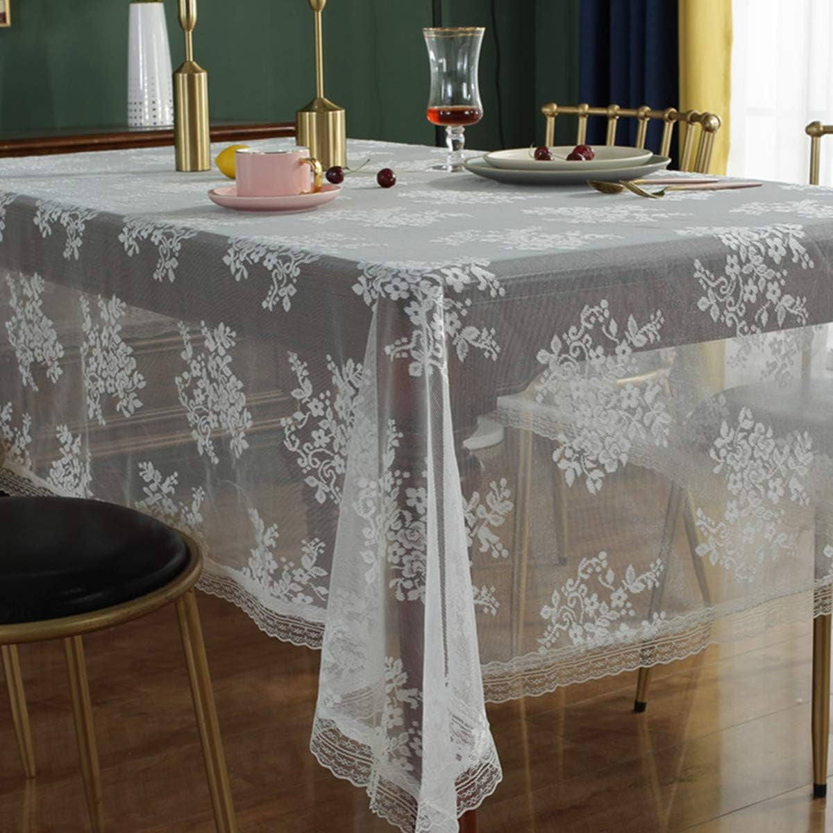 Dimatic 60 x 86 Inch Classic White Lace Tablecloth Rectangle Lace ...