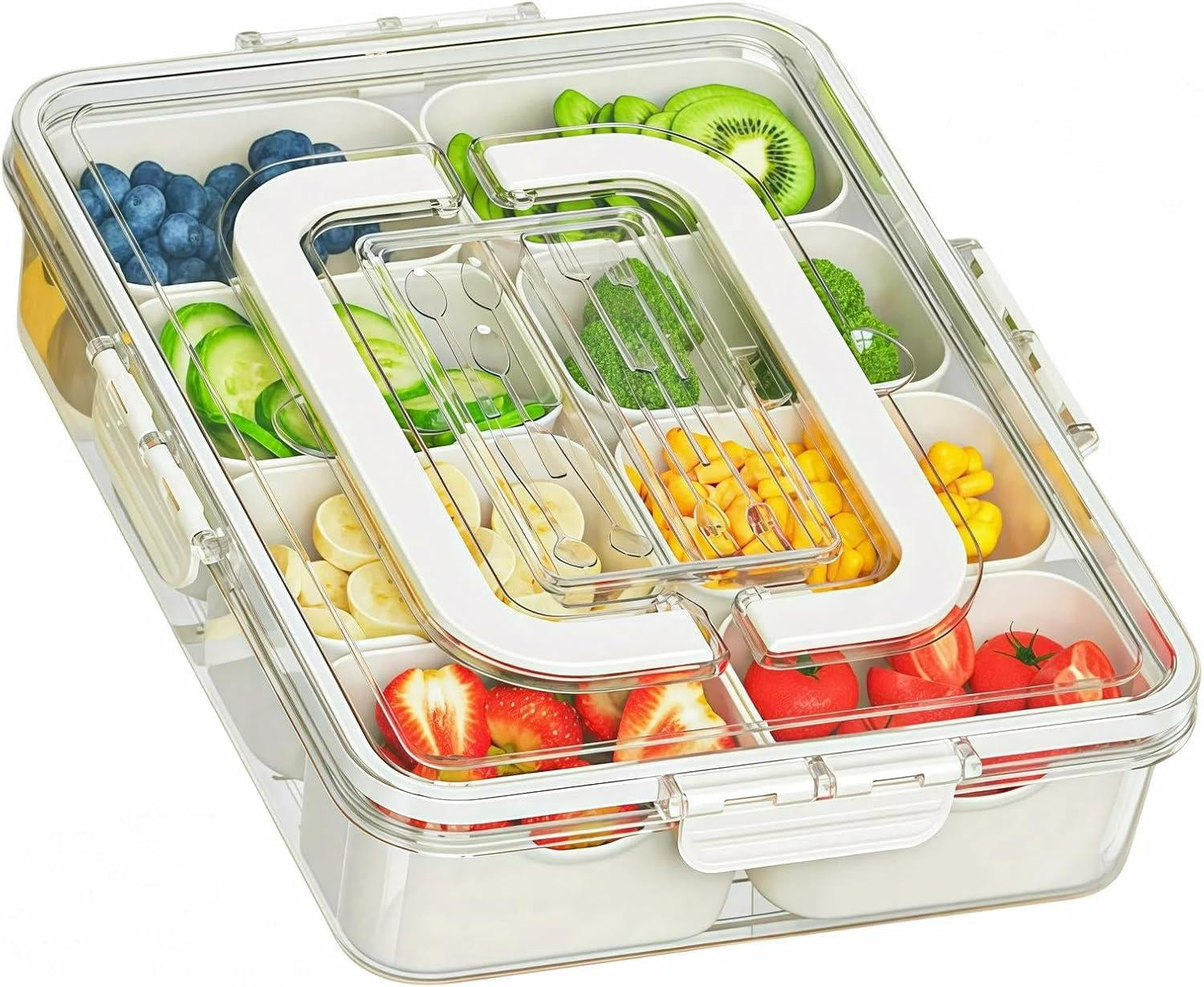 Dimber 2-Pack Snackle Box Container, Divided Serving Tray with Lid and ...