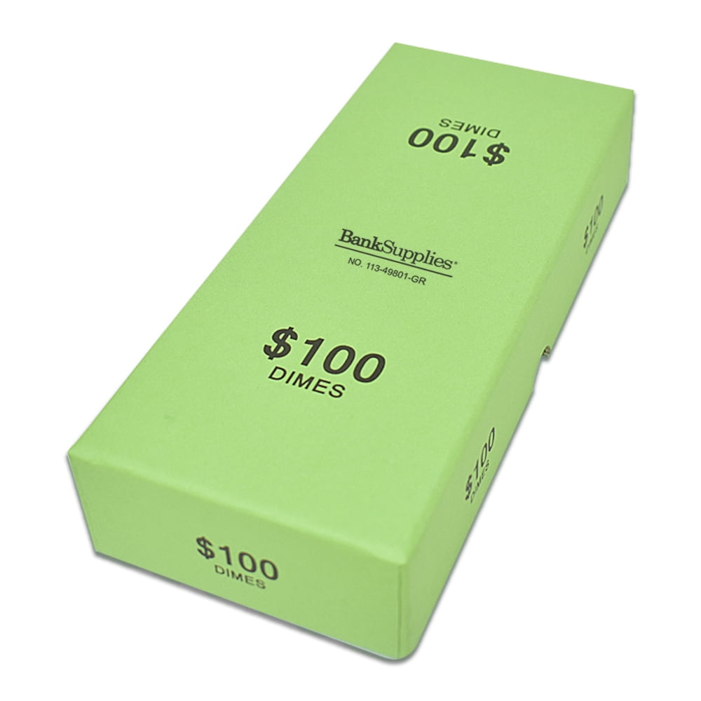Dime Chip Board Coin Storage Box - Green- $100 Capacity - Coin Storage ...