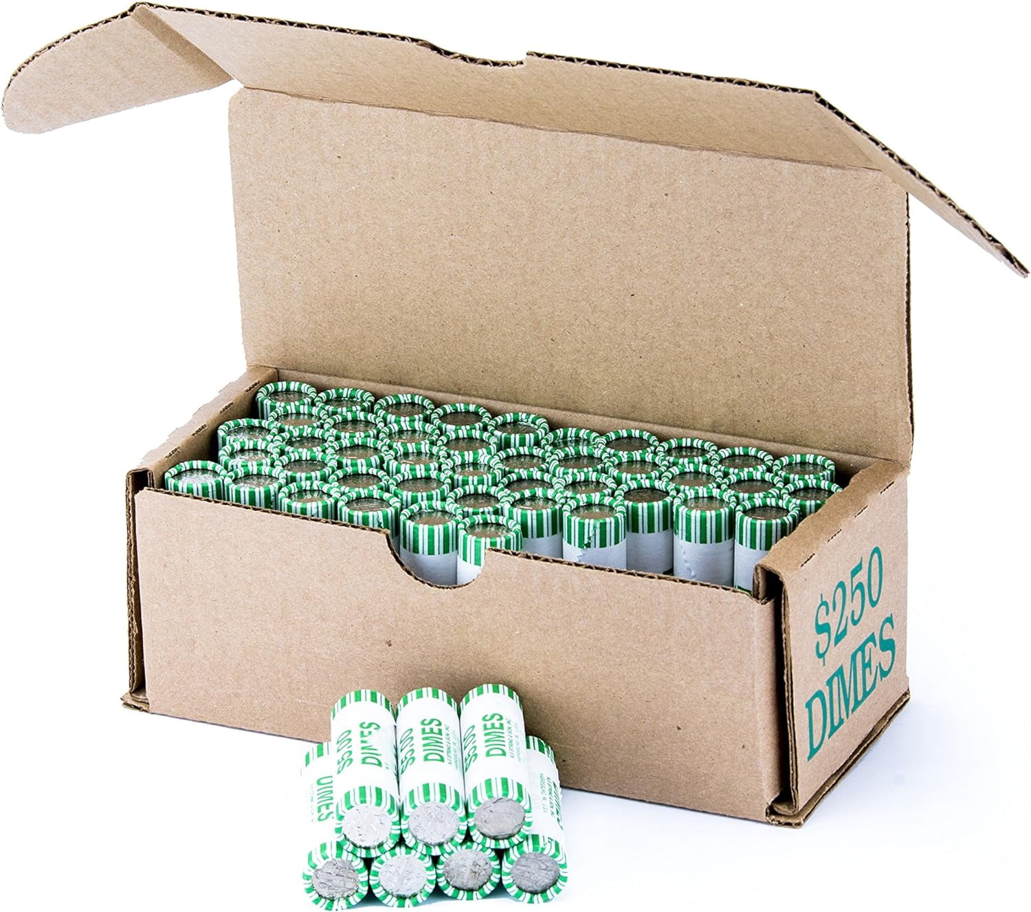 Dime Storage Box Green Holds 50 Wrapped Coin Rolls, 10 Boxes - Walmart.com