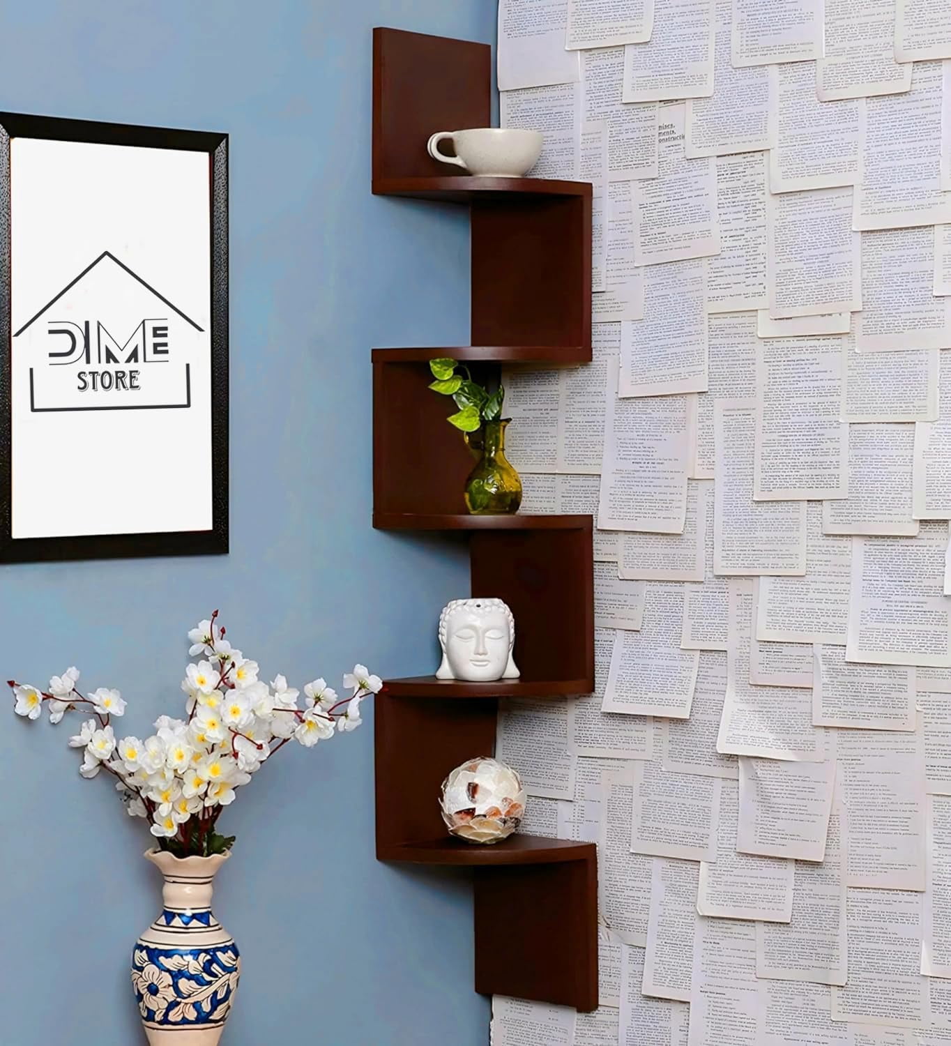Dime Store Wooden Wall Shelves Corner Wall Shelf Hanging Corner Shelves ...
