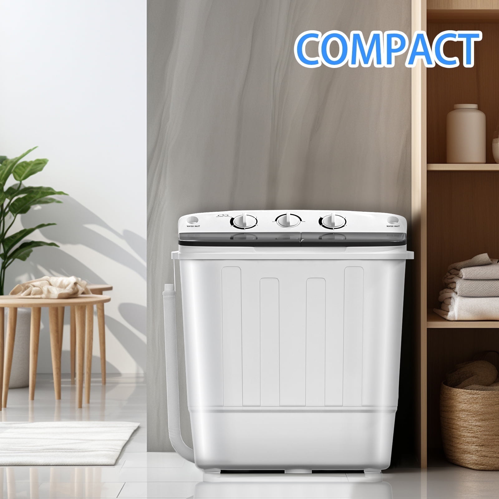 Dimedeal Portable 18lbs Twin Tub Mini Washing Machine, 11lbs Washer ...
