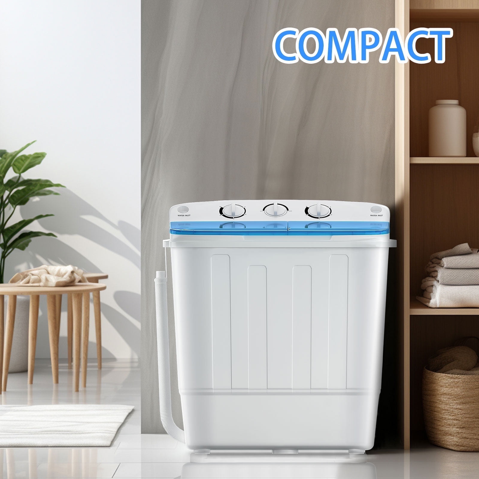 Dimedeal Portable 18lbs Twin Tub Mini Washing Machine, 11lbs Washer ...