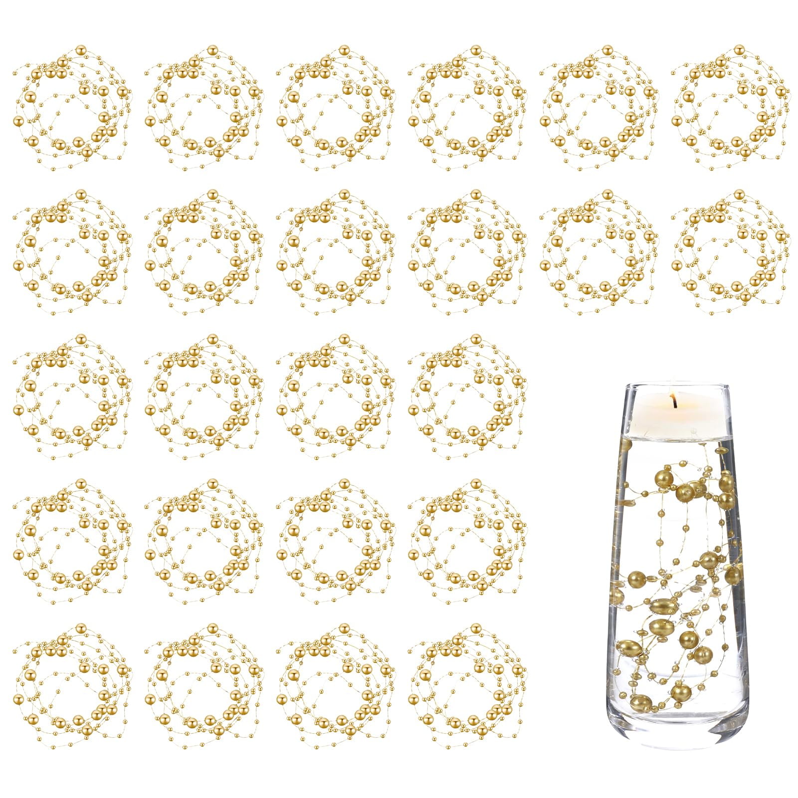 Dimeho 24 PcsEGSC Artificial Pearl String Christmas Tree Beads Garland ...