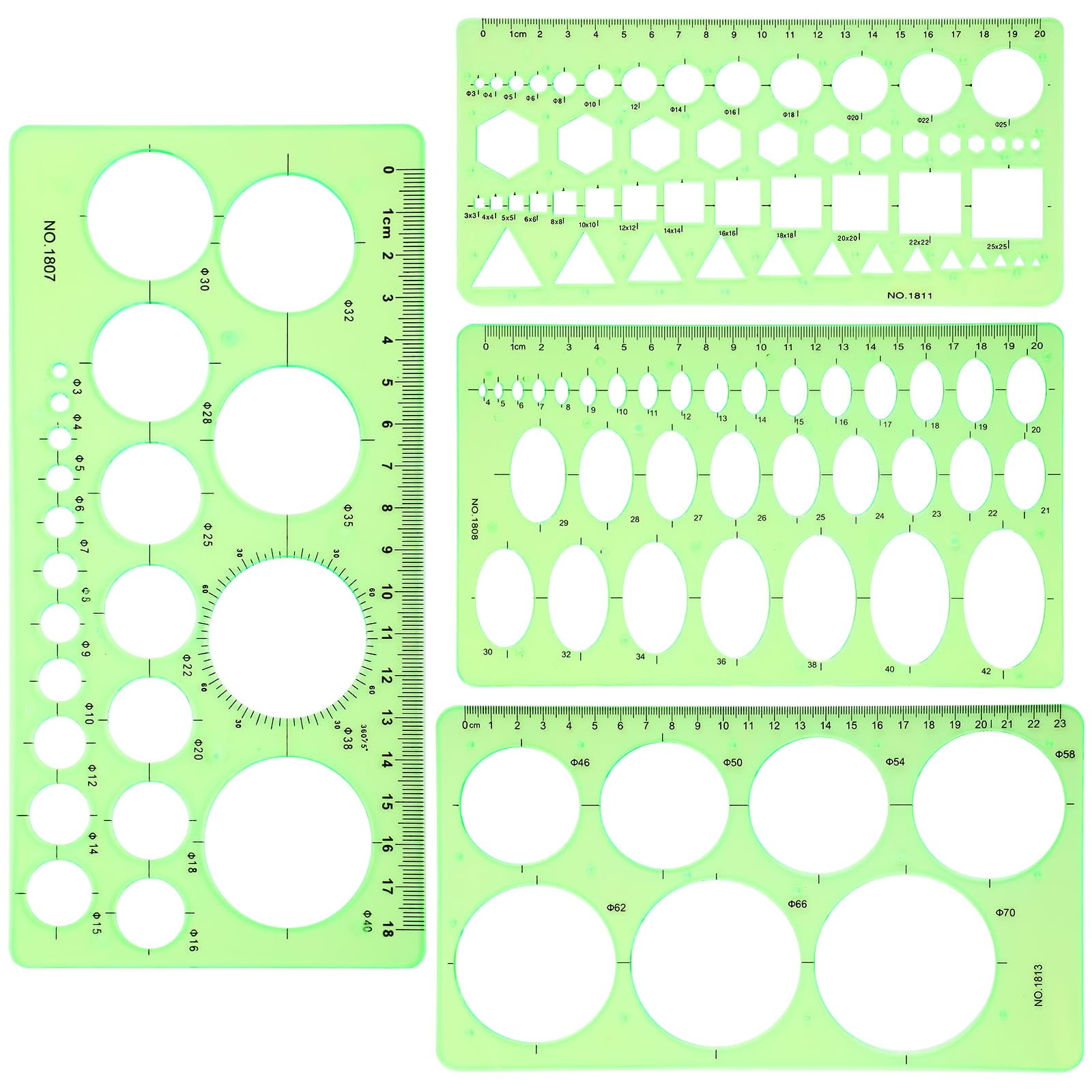 Dimeho Geometric Drawings Templates, 4 Pcs Circle Shape Stencils ...