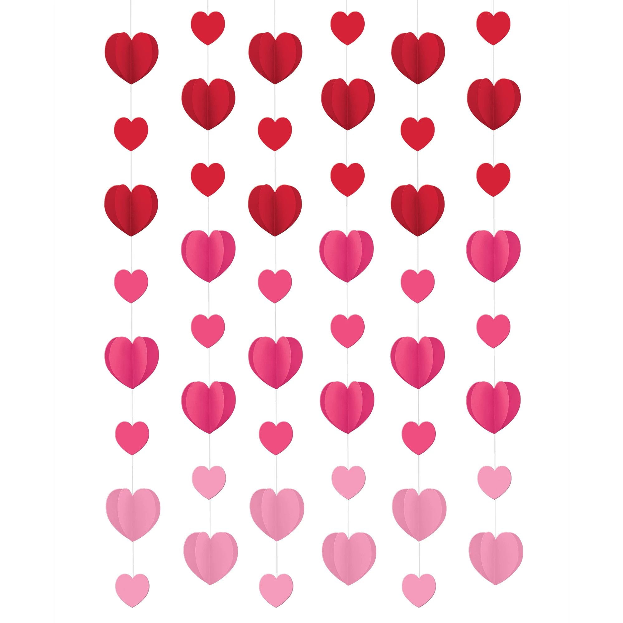 Dimensional Red Hearts Valentines Day 6 Ct 7 ft Doorway String ...