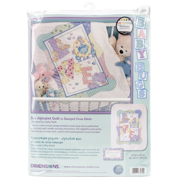 Dimensions Baby Hugs Quilt Stamped Cross Stitch Kit 34"X43"-Zoo ...