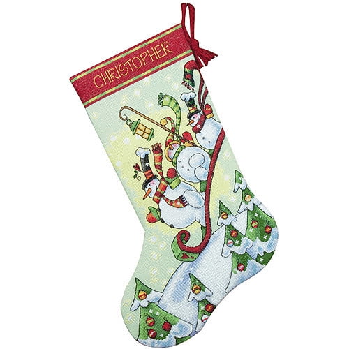 Dimensions Counted Cross Stitch Kit 16" Long-Sledding Snowmen Stocking ...