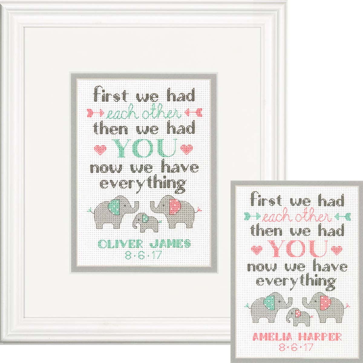 Dimensions Counted Cross Stitch Kit 5"X7"-Family Birth Record (14 Count ...