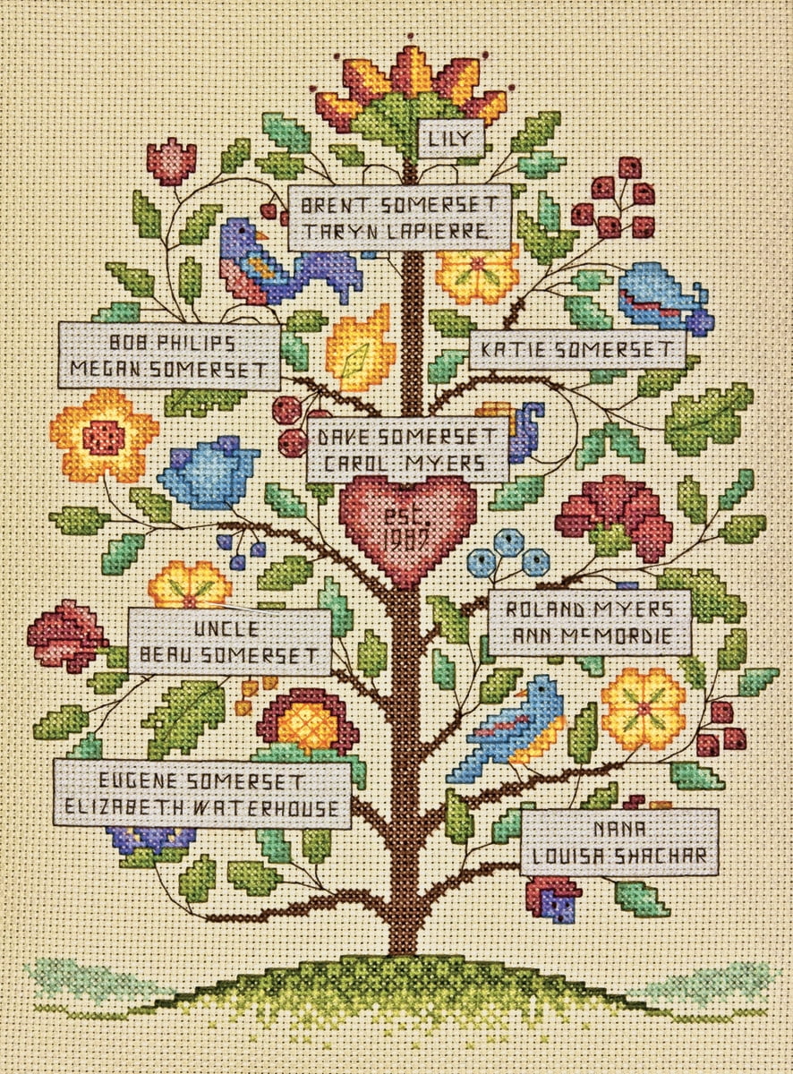 Dimensions Counted Cross Stitch Kit 9"x12"-vintage Family Tree (14 ...