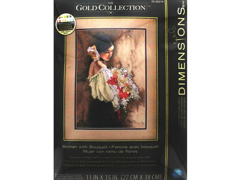 Dimensions Cross Stitch Kit 11x15 Woman w/Bouquet - Walmart.com