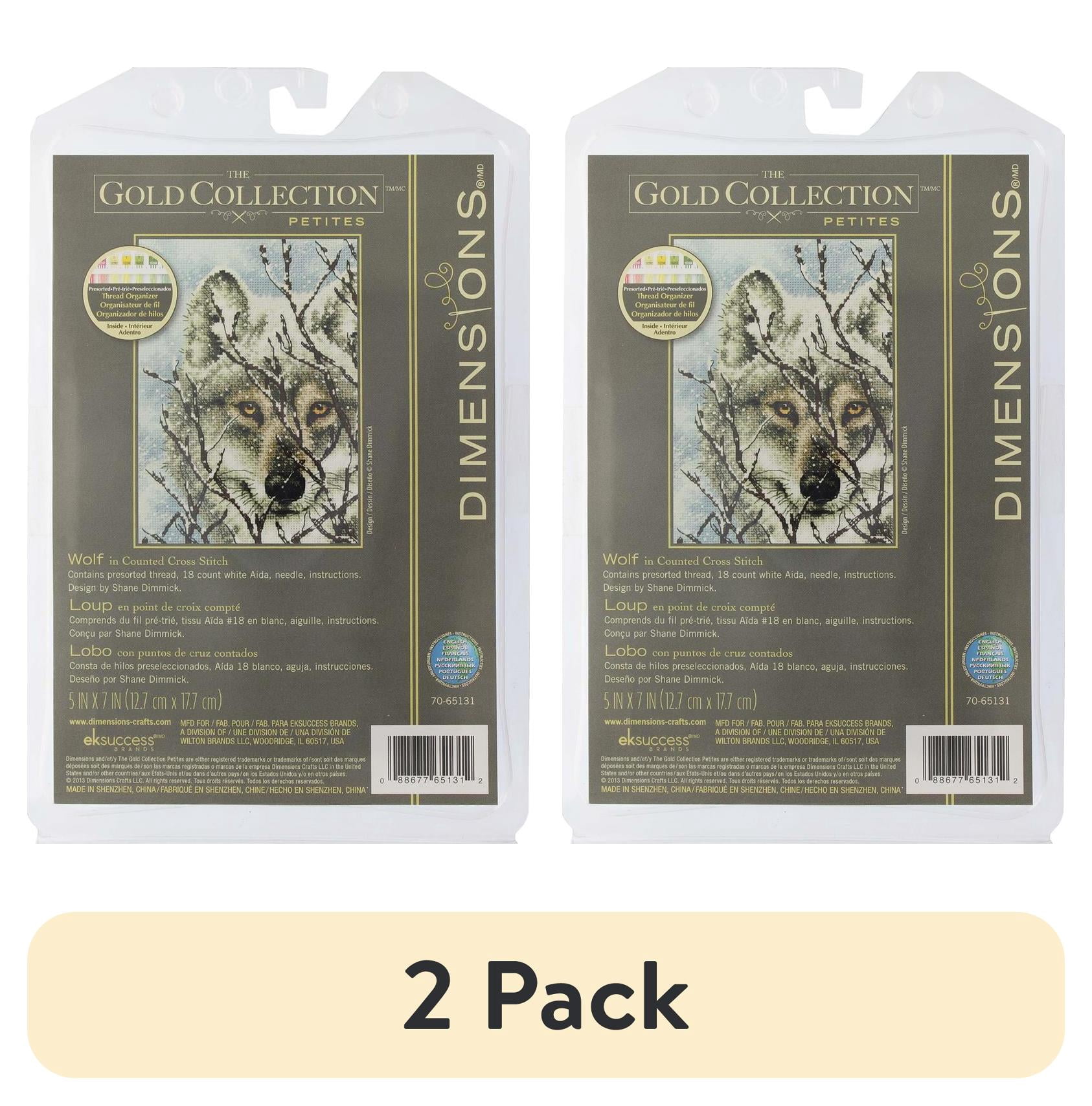 (2 pack) Dimensions Cross Stitch Kit 5x7 Wolf - Walmart.com