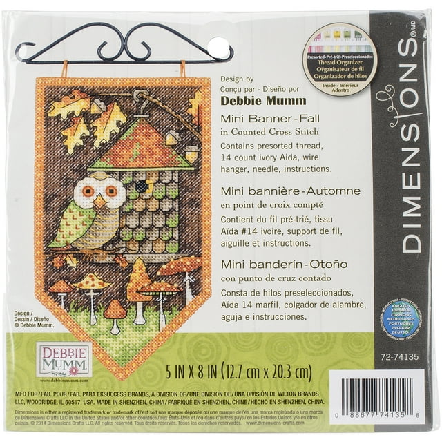 Dimensions/Debbie Mumm Counted Cross Stitch Kit 5"X8"-Fall Banner (14 ...