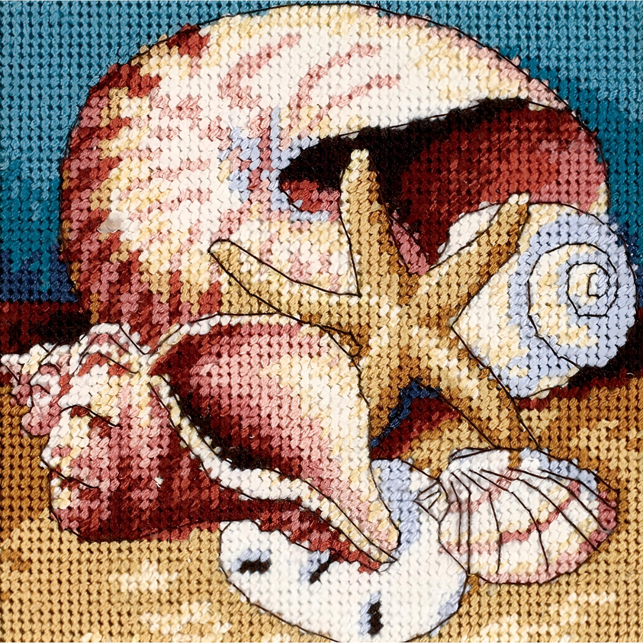 Dimensions Mini Needlepoint Kit 5"X5"-Shell Collage Stitched In Floss ...