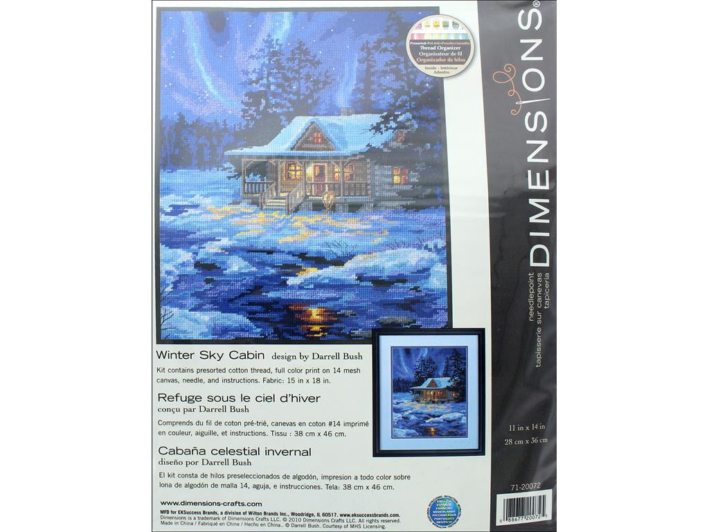 Dimensions Needlepoint Kit 11x14 Winter Sky Cabin - Walmart.com