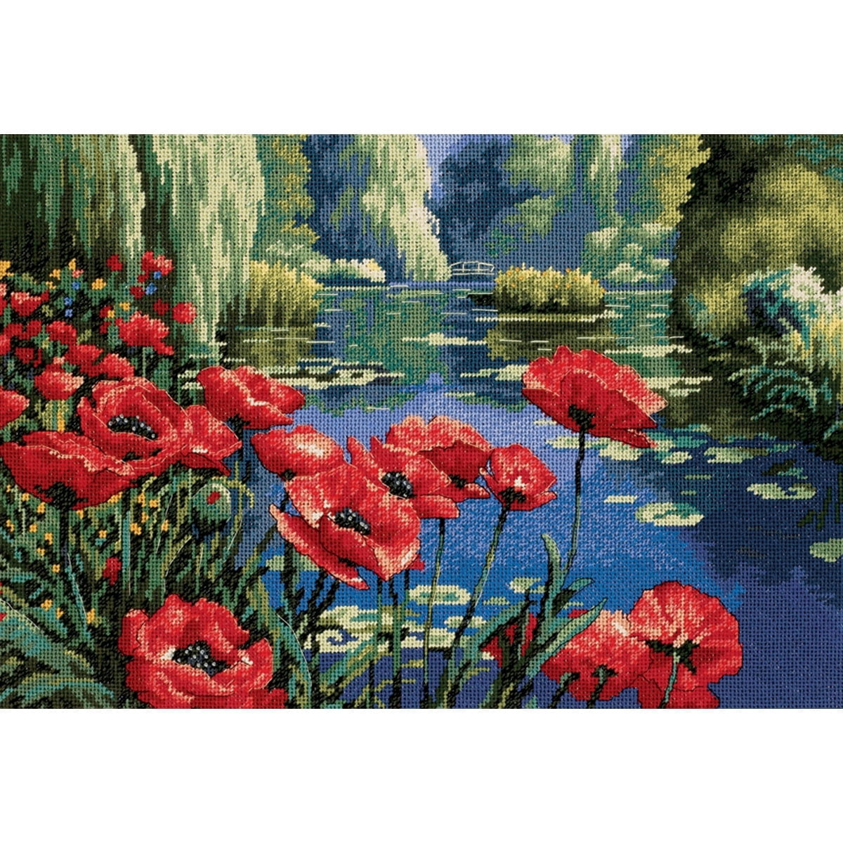 Dimensions Needlepoint Kit 16"X11"-Lakeside Poppies Stitched In Thread ...