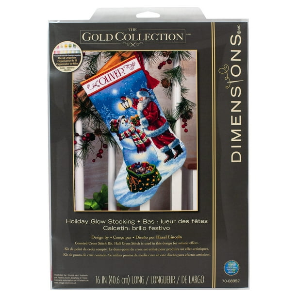 Dimensions The Gold Collection 16" Holiday Glow Stocking Cross Stitch ...