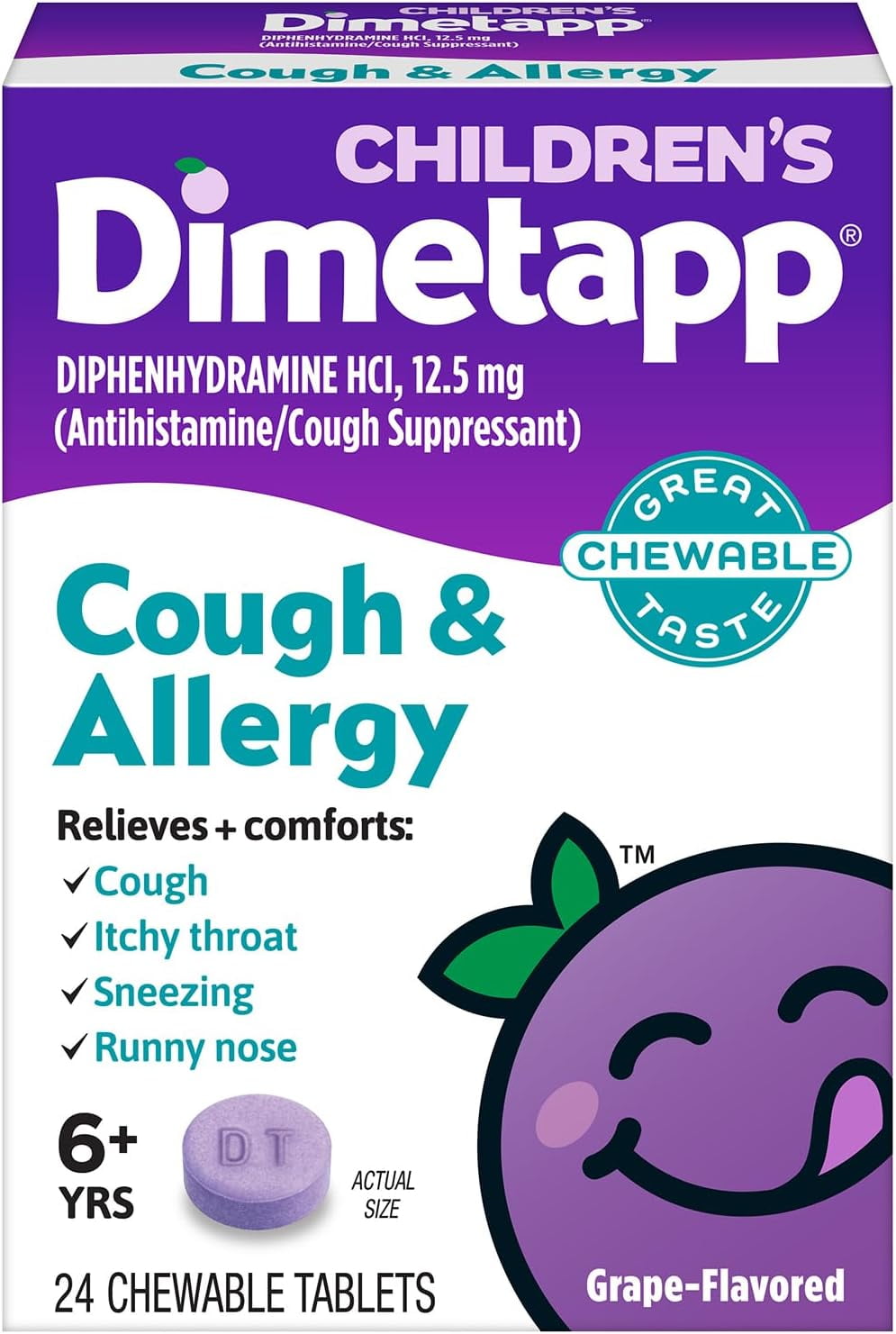 Children's Dimetapp Fast-Acting Chewable Cough & Allergy Medicine, 24 ...