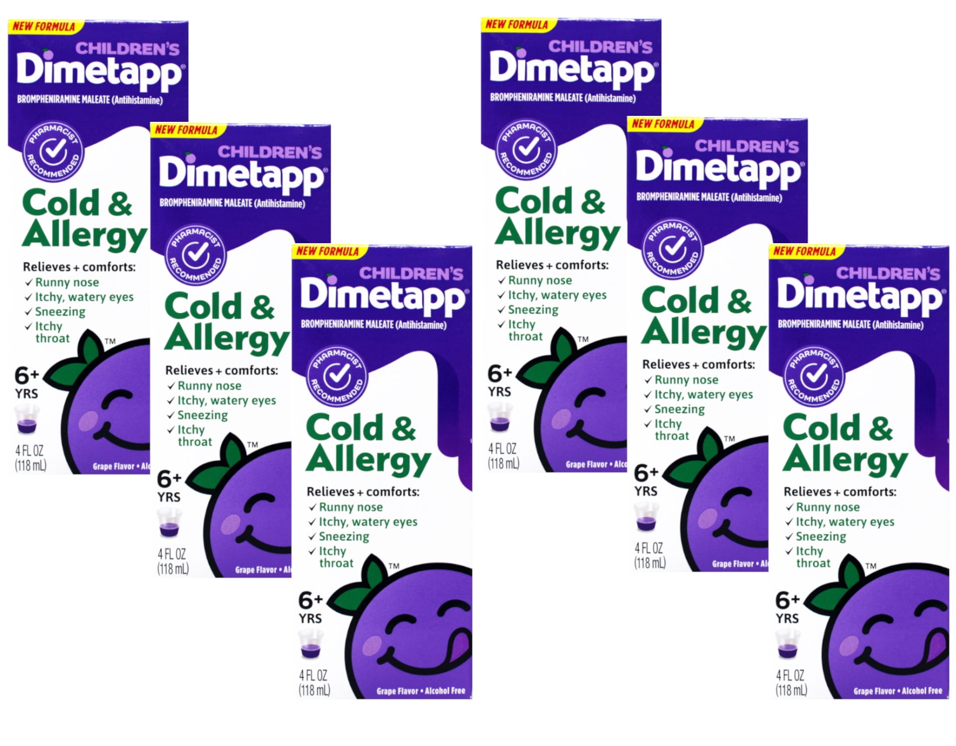 Dimetapp Kids' Cold & Allergy Runny Nose Medicine, Grape Flavor, Multi ...