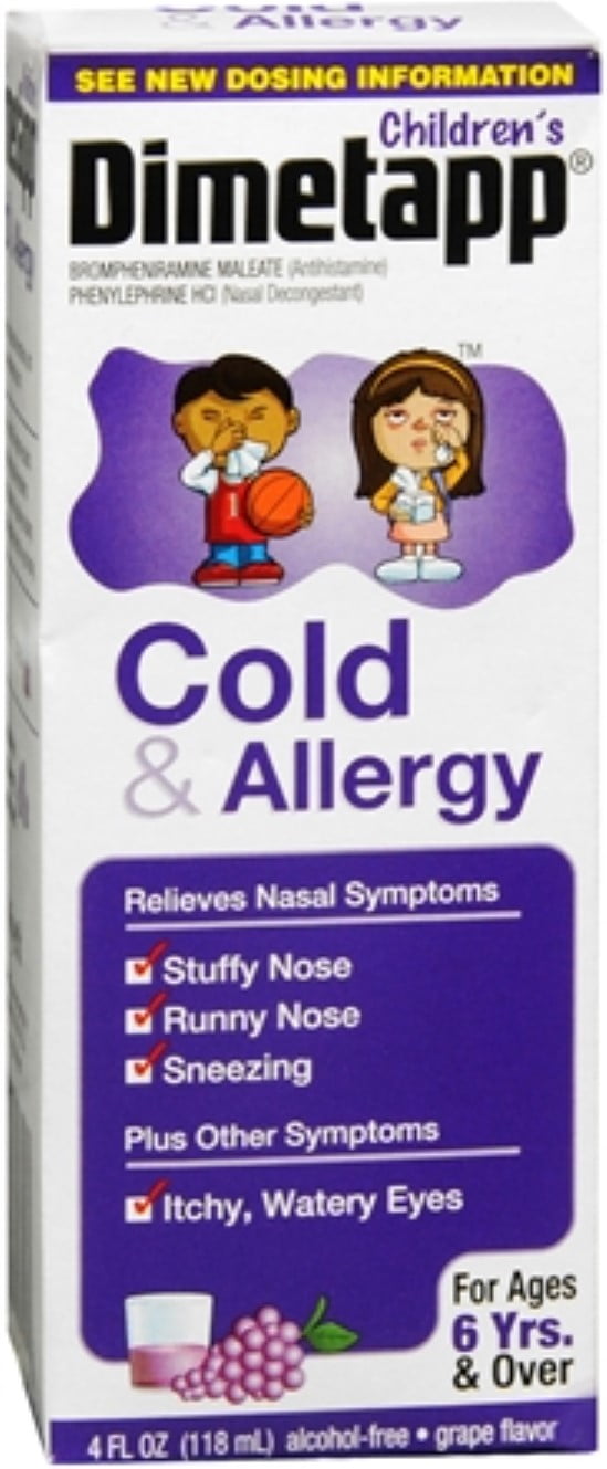 Dimetapp Elixir Children Cold & Allergy Antihistamine Relief, Grape ...