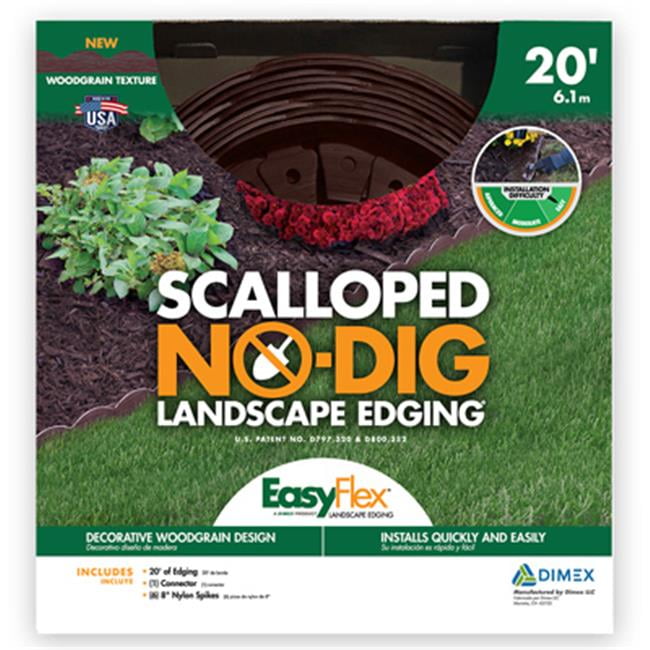 Dimex 20 in. Decorative Landscape Edging Kit without Dig Embossed Brown ...
