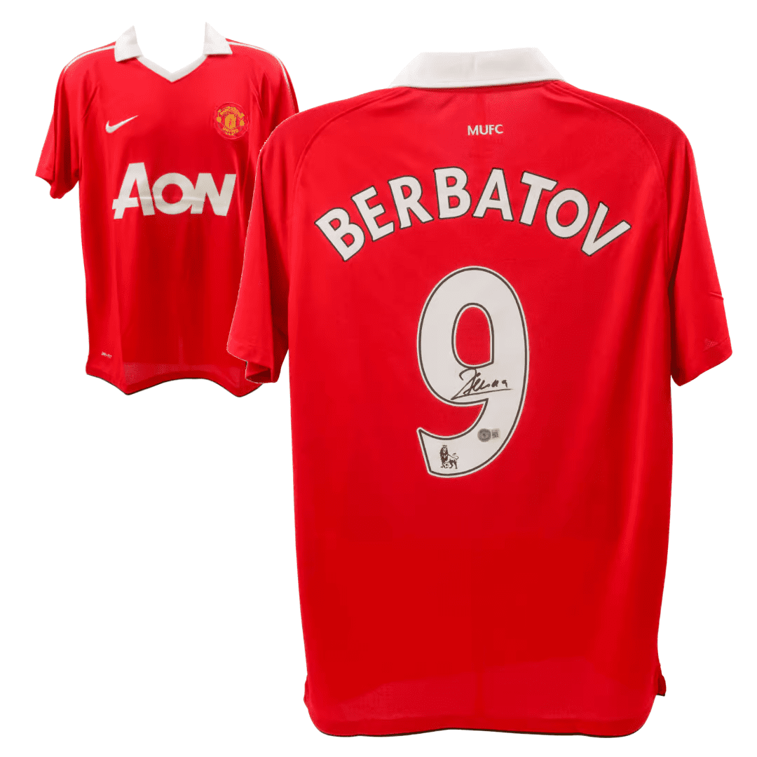 Dimitar Berbatov Signed Manchester United Home Soccer Jersey #9 with ...