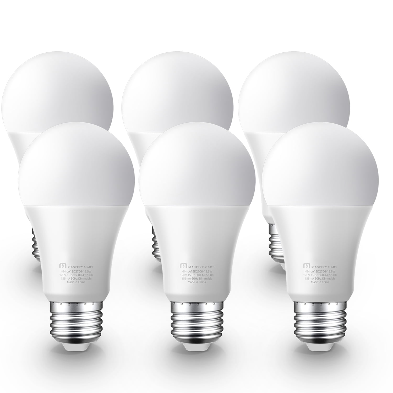 Mastery Mart Dimmable 100W Equivalent LED Light Bulbs, Daylight 5000K ...