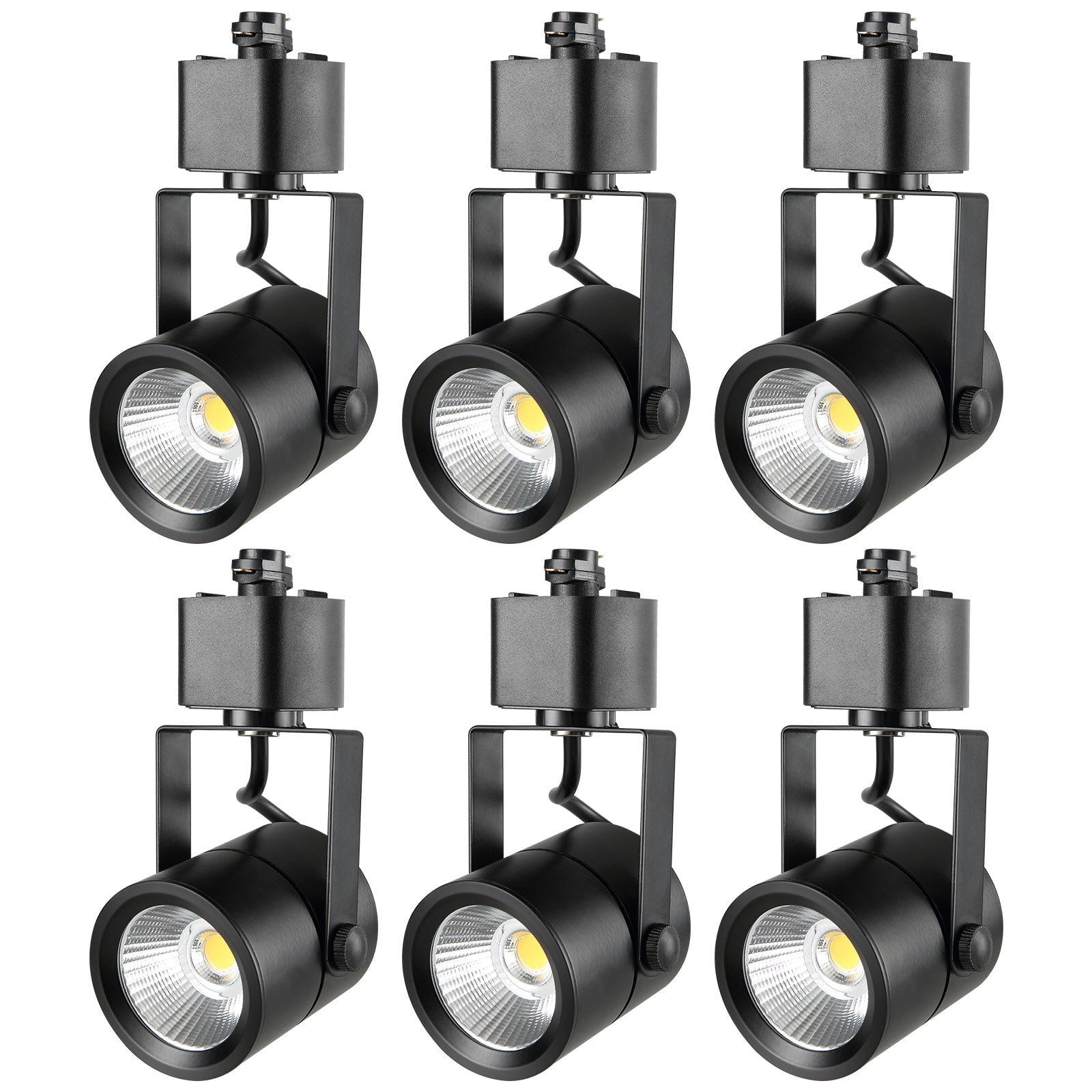 Dimmable Adjustable LED Track Lighting Fixture Heads 6 Pack, Black ...