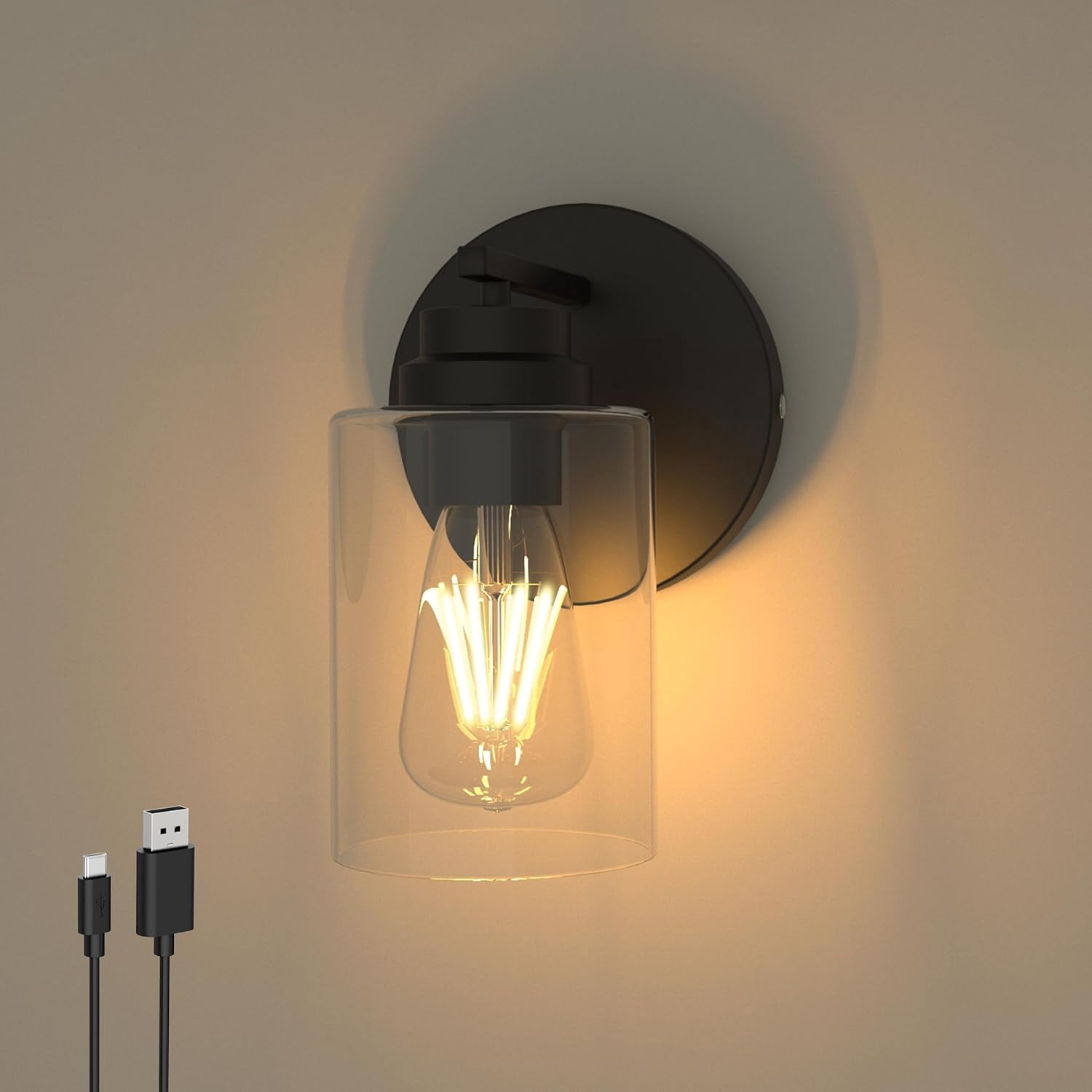 Dimmable Battery Operated Wall Lights, Rechargeable Wall Sconce No ...