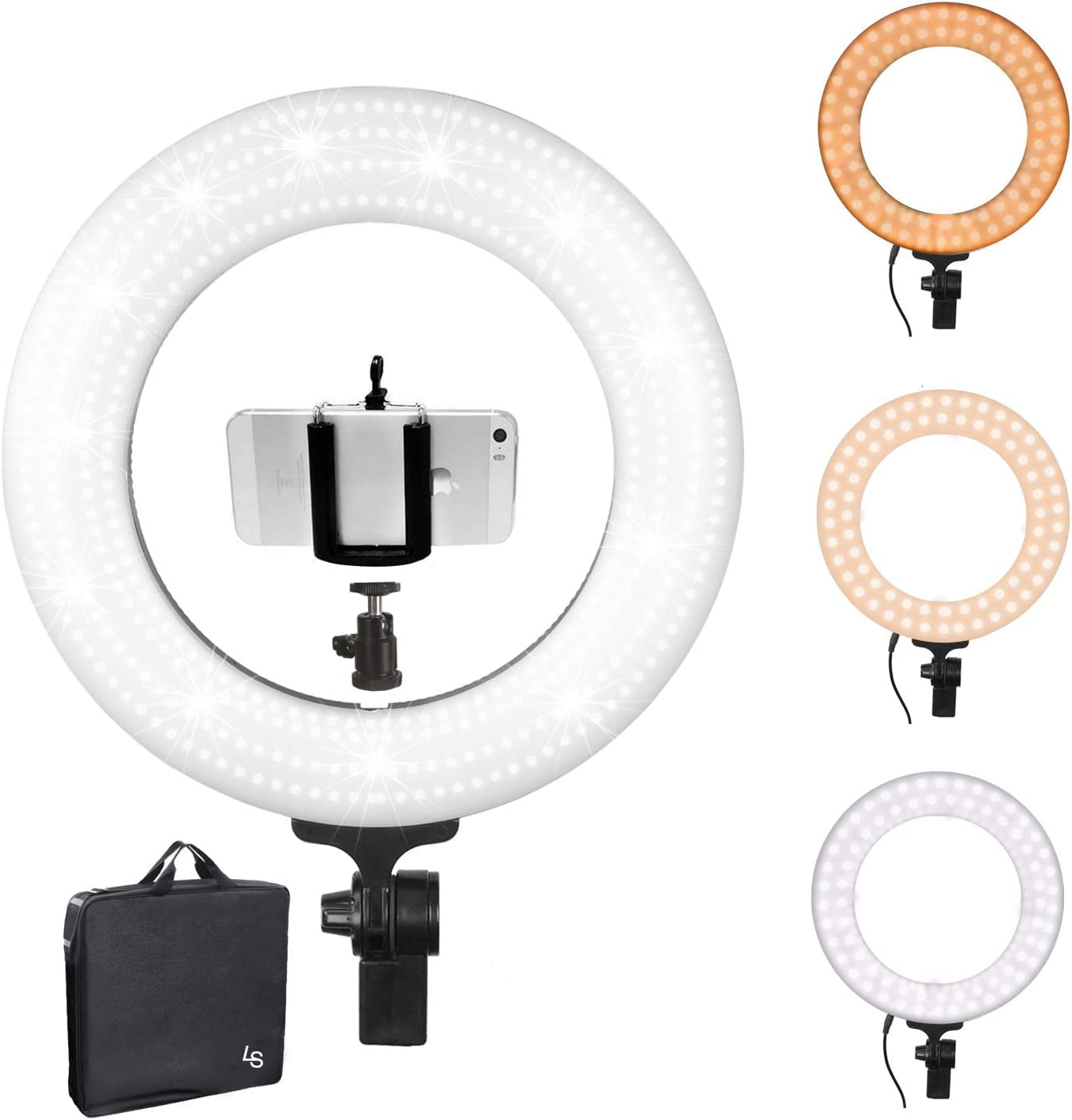 Dimmable Dual Color LED Round Ring Light, Continuous Lighting Kit for ...