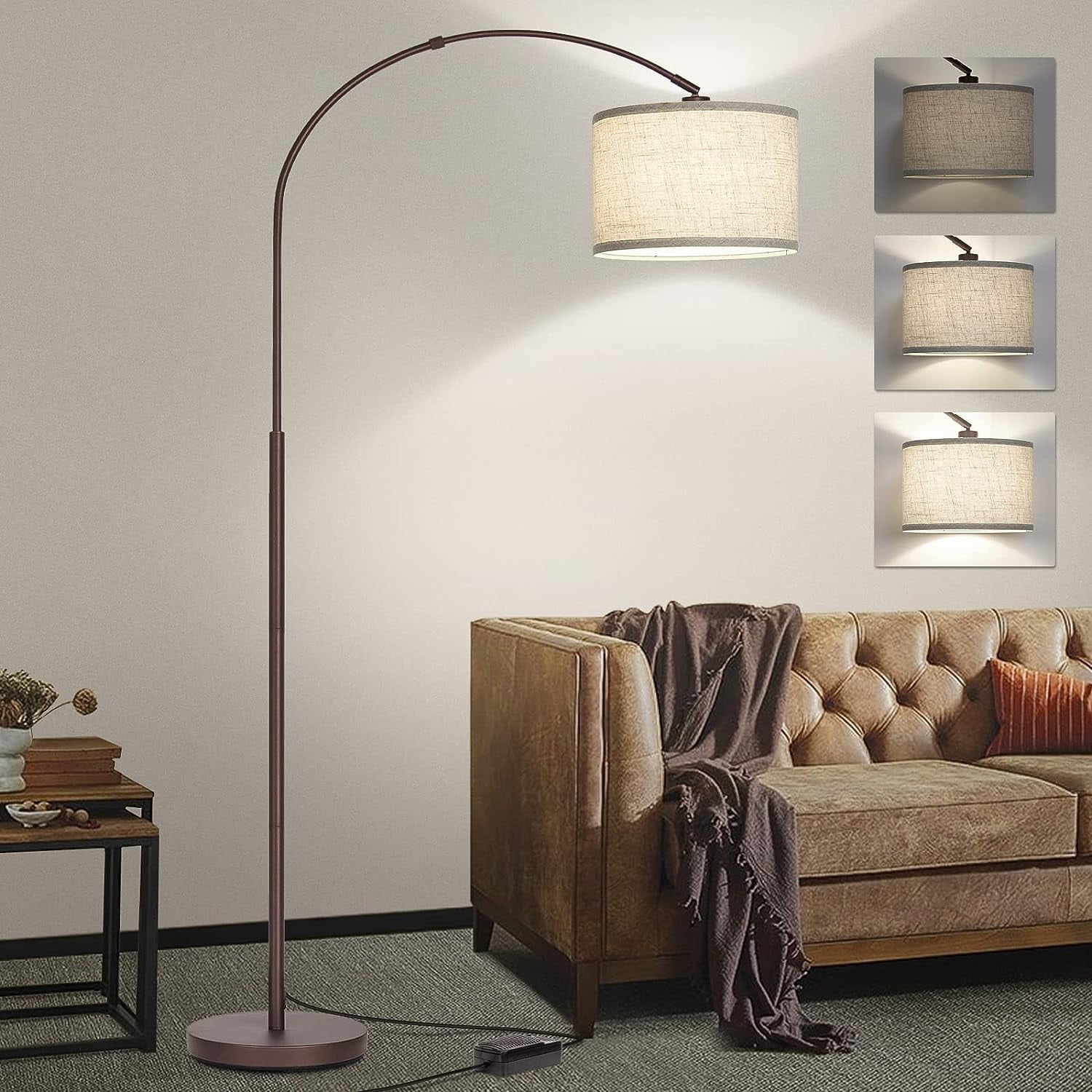 Dimmable Floor Lamp, Arc Floor Lamp with Dimmer, Black Standing Lamp ...